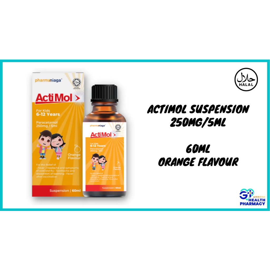 Actimol Suspension Paracetamol Suspension For Kids 250mg/5ml (Orange ...