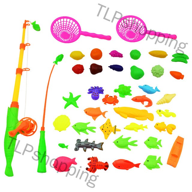 TLPshopping 40pcs Magnetic Fishing Playset Waterproof Floating Fish ...