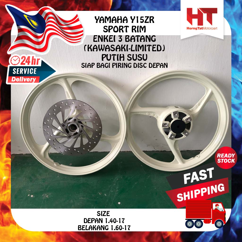 YAMAHA Y15ZR SPORT RIM ENKEI 3 BATANG (KAWASAKI-LIMITED) PUTIH SUSU SIAP BAGI PIRING DISC DEPAN ...