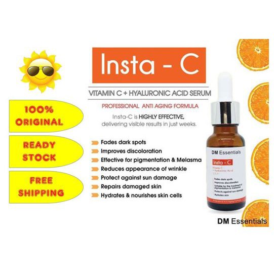 DM Essentials Insta-C / Insta C Vitamin C + Hyaluronic Acid Serum 25ml ...