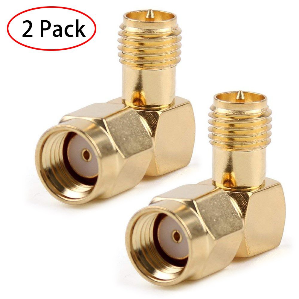 90 degree Gold Plated adapter converter RP-SMA connector Male to RP-SMA Female RF Coaxial Coax ...