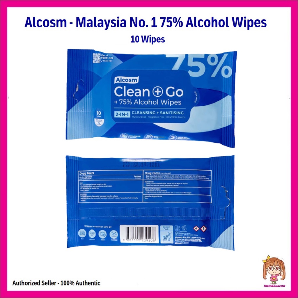 [ALCOSM] 75% Alcohol Classic Wipes (Wet Tissue) - 10 Wipes (Authorized ...