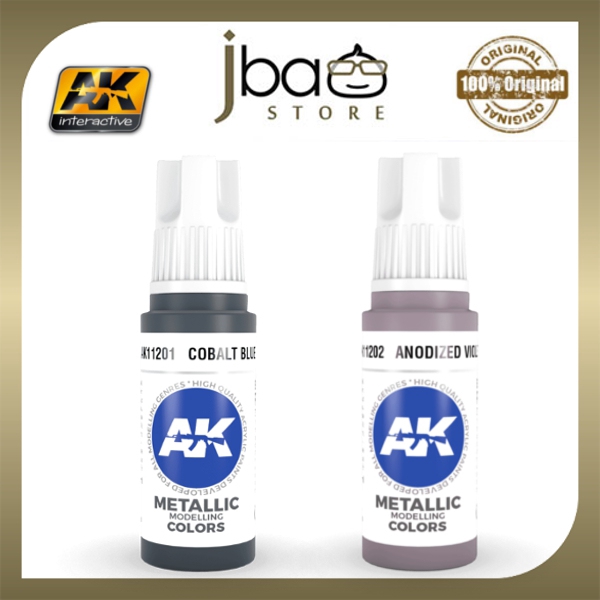 AK Interactive AK11201 COBALT BLUE METALLIC & AK11202 ANODIZED VIOLET METALLIC Acrylic Paint ...
