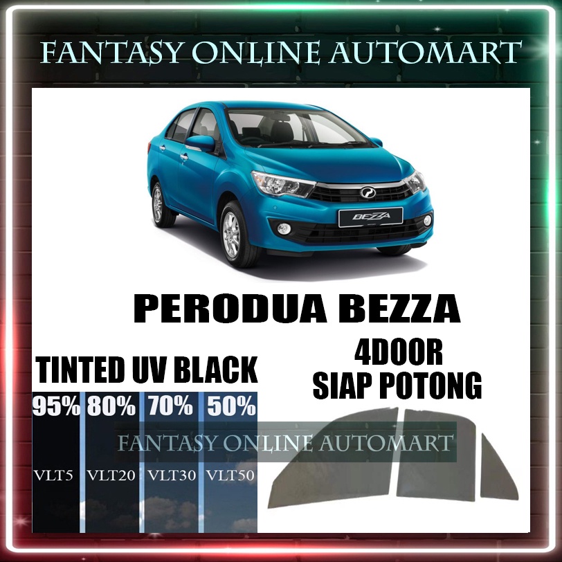 Perodua Bezza 4 Door Tinted 2PLY UV 99% Hitam(Gelap 30% 50% 65% 80% 95% ...
