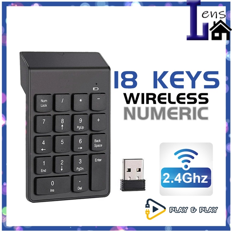 18 Keys Wireless Number Pad Keyboard With 2 4g Usb Receiver Numeric Portable External Mini