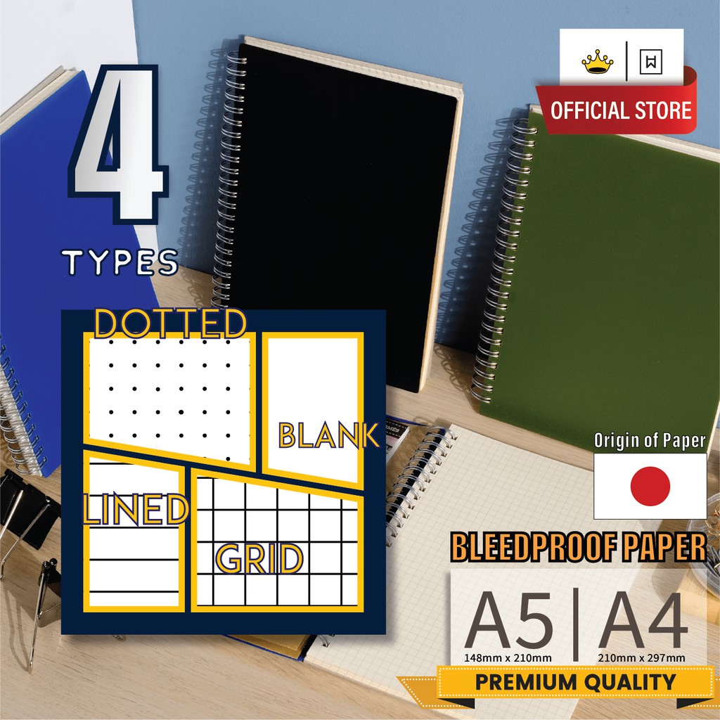 Handwriting A5/A4 Colour PP Cover Journal Notebook - Dotted/Grid/Blank ...