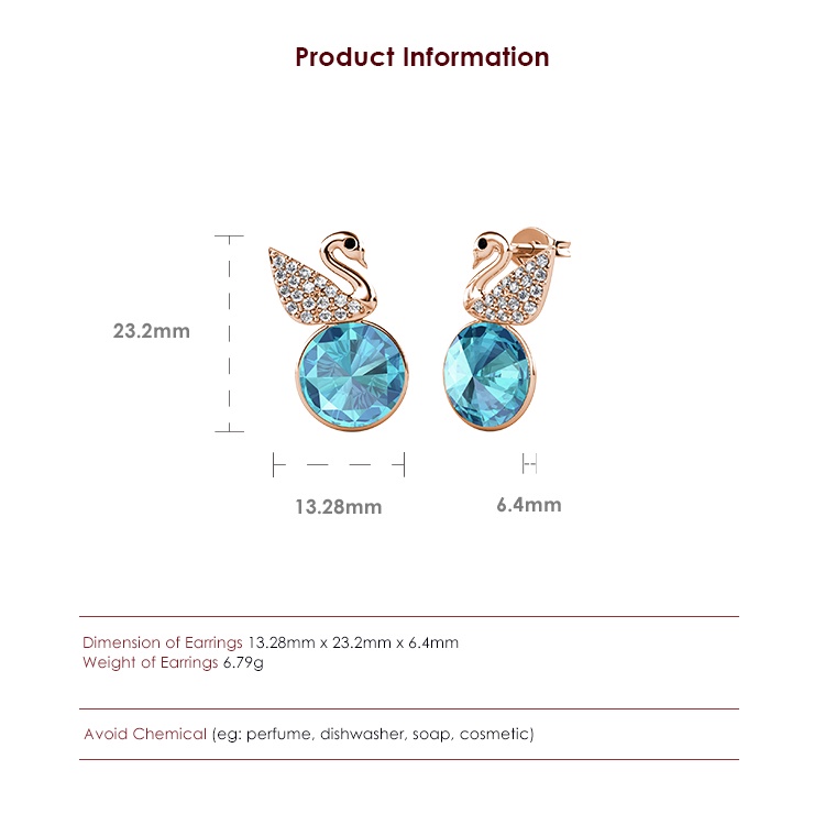 Her Jewellery Swan Tears Earrings (2 Colors) Premium Crystals with 18K ...
