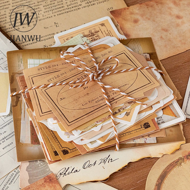 JIANWU 100 Sheets Retro Writable Journal Material Pack Simple Memo Pad ...
