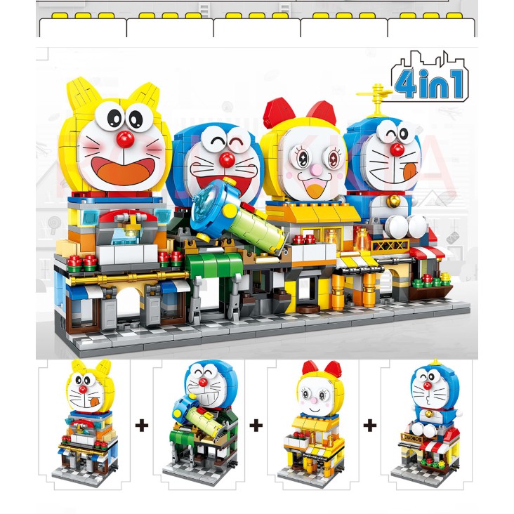Doraemon Cartoon character Compatible DIY Mini building block 4 IN 1set ...