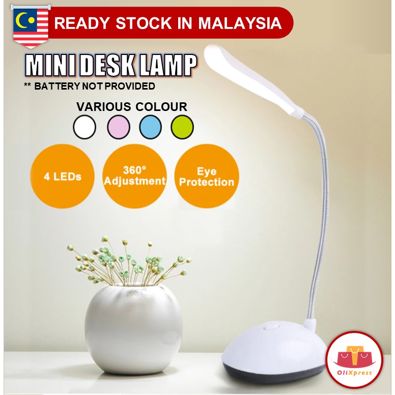 Mini LED Desk Lamp Light Table Reading Night Eye Protection Cordless ...