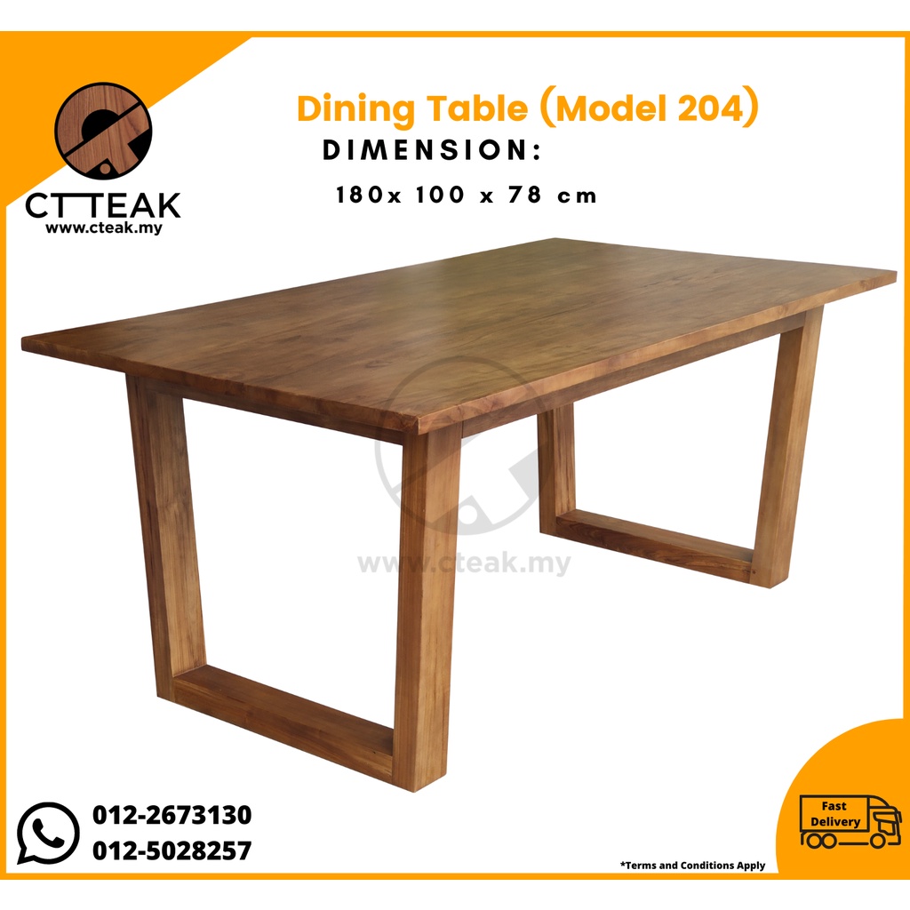 CT Teak Furniture Jati / Teak Wood Dining Table (Model 204 Slide U ...