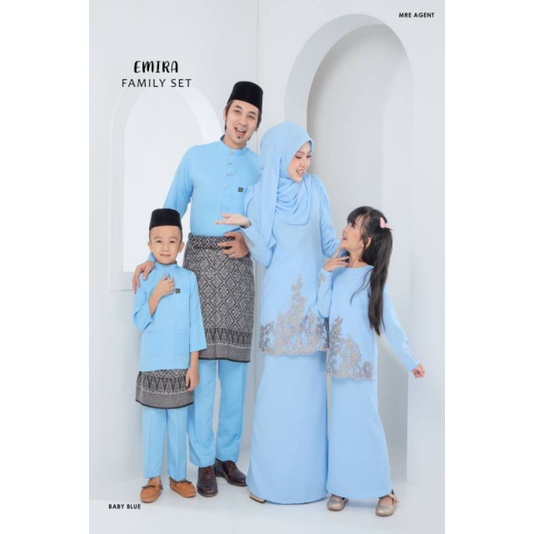 SET FAMILY EMIRA WARNA BABY BLUE | BAJU RAYA 2022 | SET IBU ANAK ...