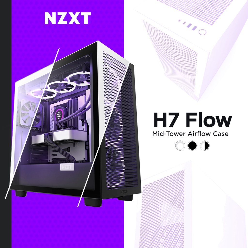NZXT H7 FLOW / H7 FLOW RGB Mid-Tower Gaming Case / Casing - Matte Black ...