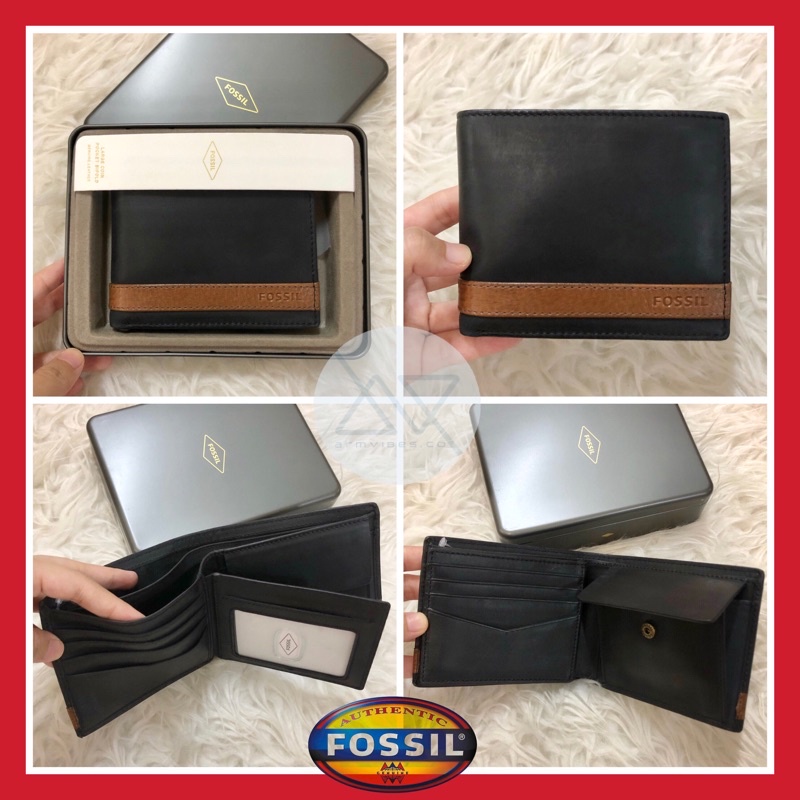 (Original) Fossil Quinn Leather Wallet [free tin box & paper bag ...
