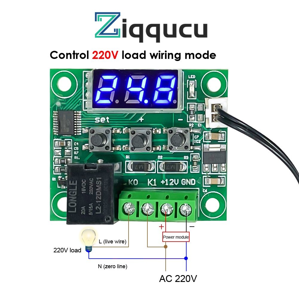 ZIQQUCU W1209 LED Digital Thermostat Temperature Control Switch Module ...