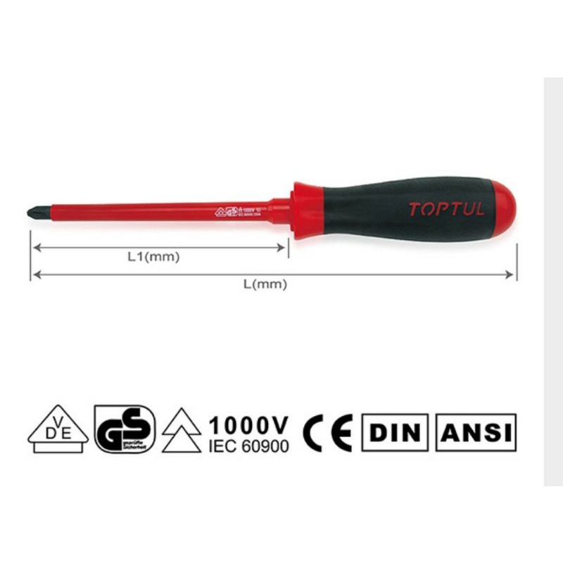 TOPTUL VDE INSULATED PHILLIPS SCREWDRIVERS （FBEB series） | Shopee Malaysia