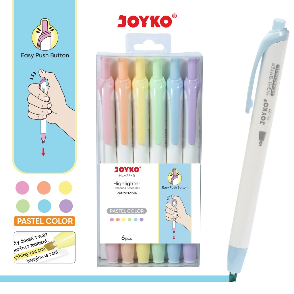 JOYKO Highlighter Color Marker HL-77-6 Pastel Color | Shopee Malaysia