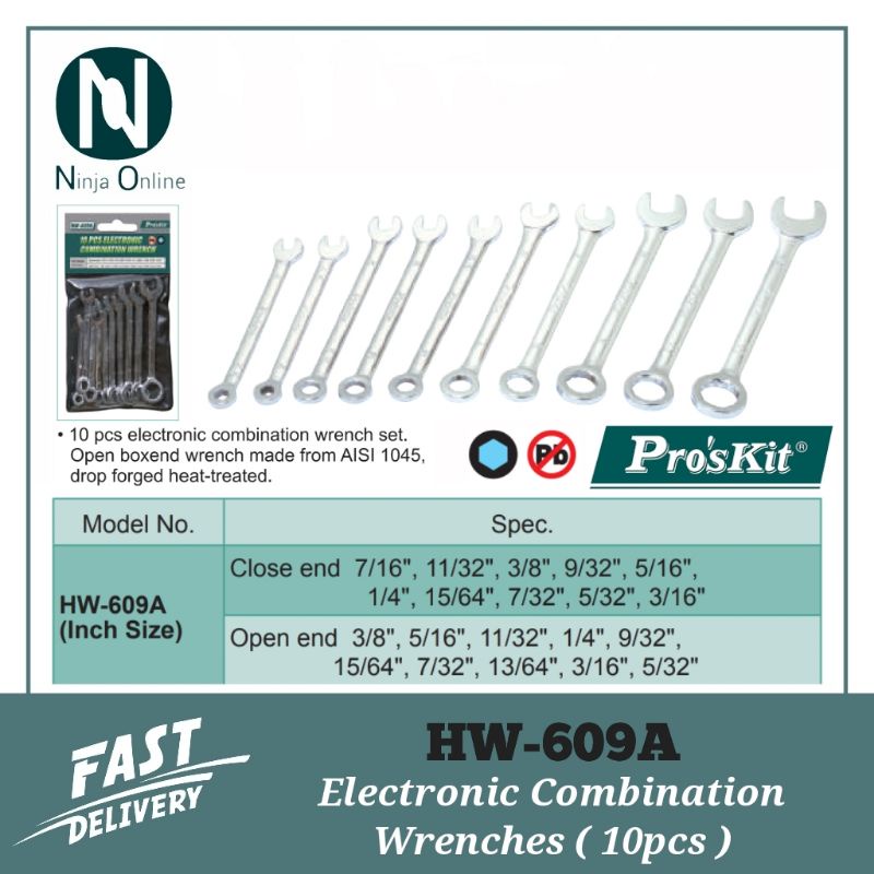 Proskit HW-609A & HW-609B Electronic Combination Wrenches ( 10pcs ...