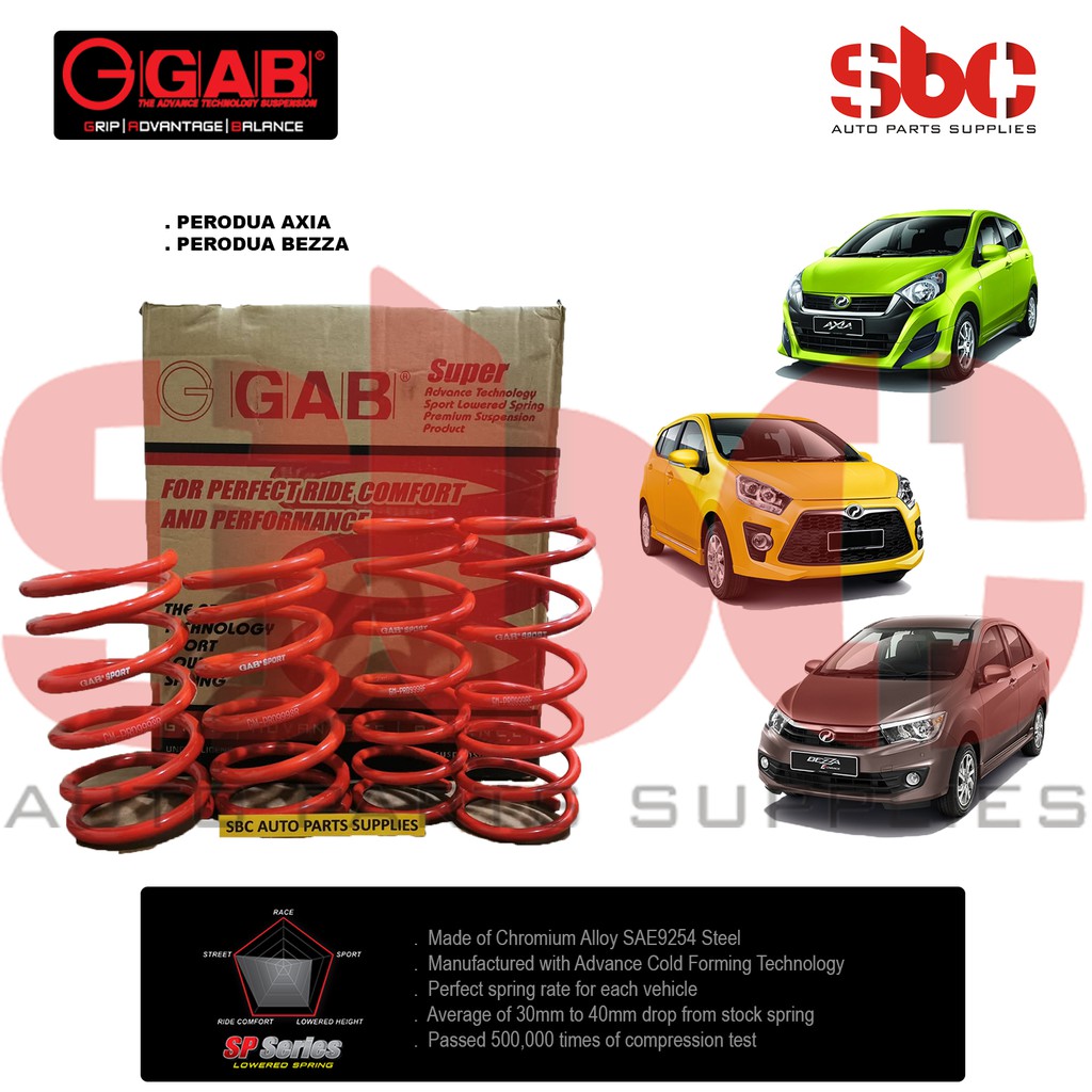 SBC AUTO - GAB SPORT COIL SPRING PERODUA AXIA / BEZZA (1SET) | Shopee ...