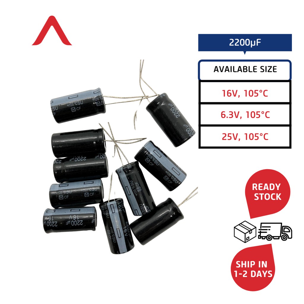 Electrolytic Capacitor (E-Cap): 2200μF 6.3V / 16V / 25V | Shopee Malaysia