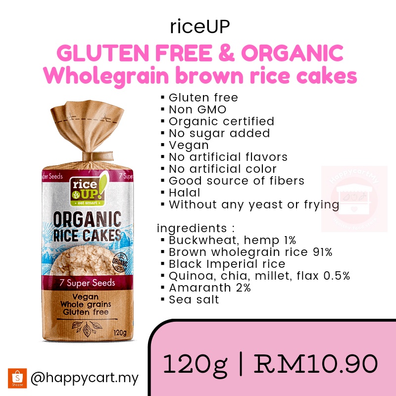 (120g) READY STOCK Gluten free / ORGANIC wholegrain brown rice cakes ...