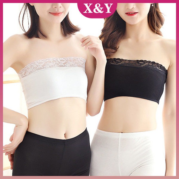 Womens Strapless Tube Wrapped Chest Invisible Sexy Lace Bras Modal