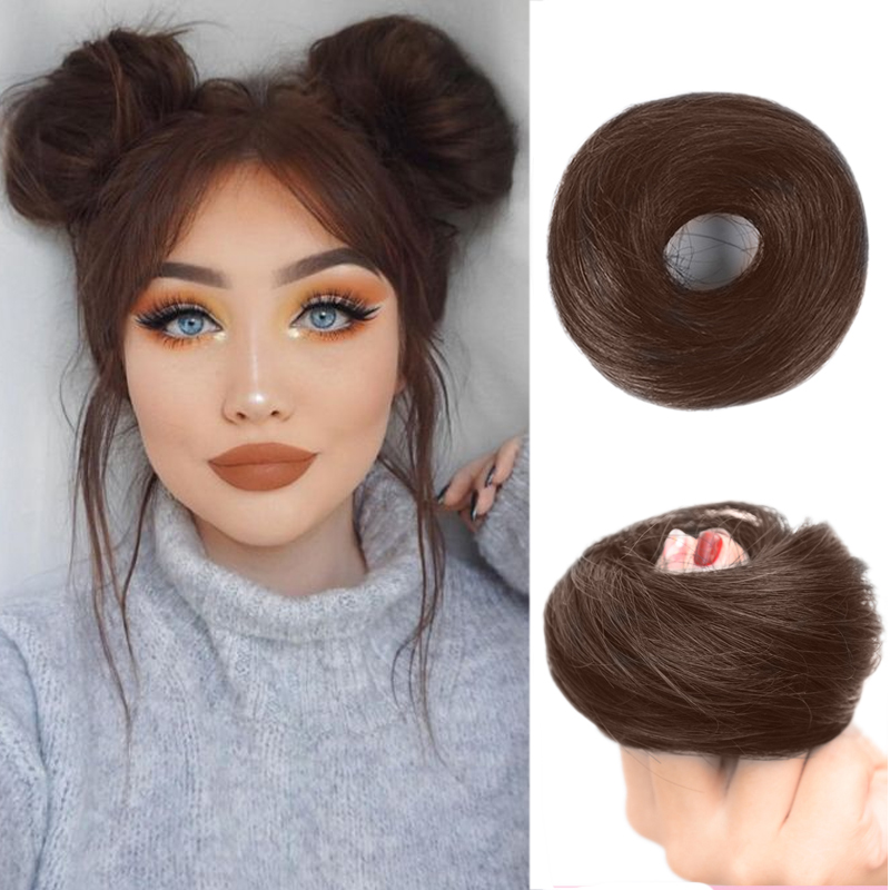 Straight Chignon Short Synthetic Hair Extension Chignon Donut Bun ...