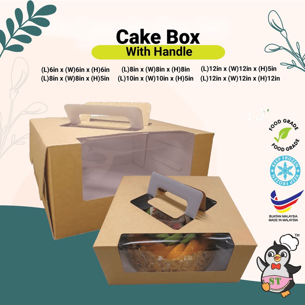 Penguin Box Cake Box With Handle (10pcs/ order) Handle Cake Box Pastry ...