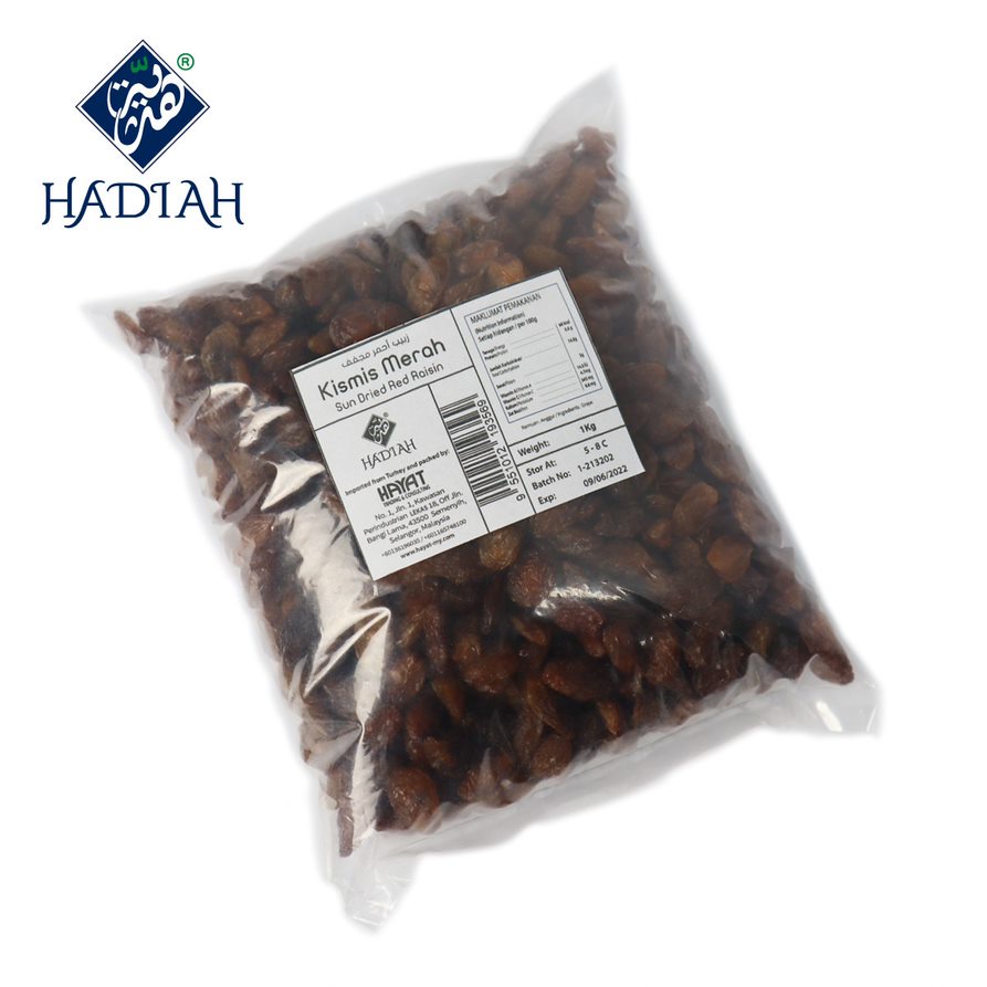 Sun Dried Red Raisin 1kg Bag_Kismis Merah_Plastic bag Packaging ...