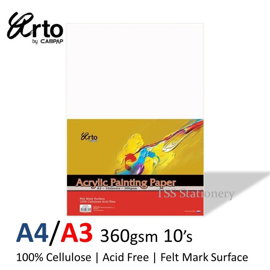 Campap Arto Acrylic Painting Paper A4 / A3 - 360gsm (10's) Felt Mark ...
