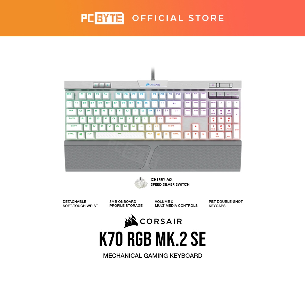 Corsair K70 RGB MK.2 SE Mechanical Keyboard White - Cherry MX Speed Silver Switch | Shopee Malaysia