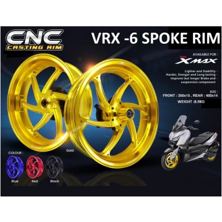 Original Xmax 250 VRX Racing Forged Cnc Alloy Sport Rim 3.5 x 15 / 4.0 ...