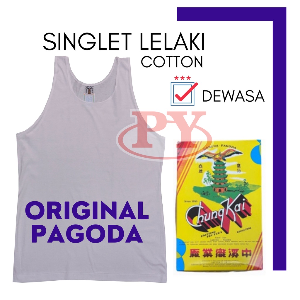 Original SINGLET PAGODA PUTIH / COTTON KAIN SEJUK - 401 PAGODA ...