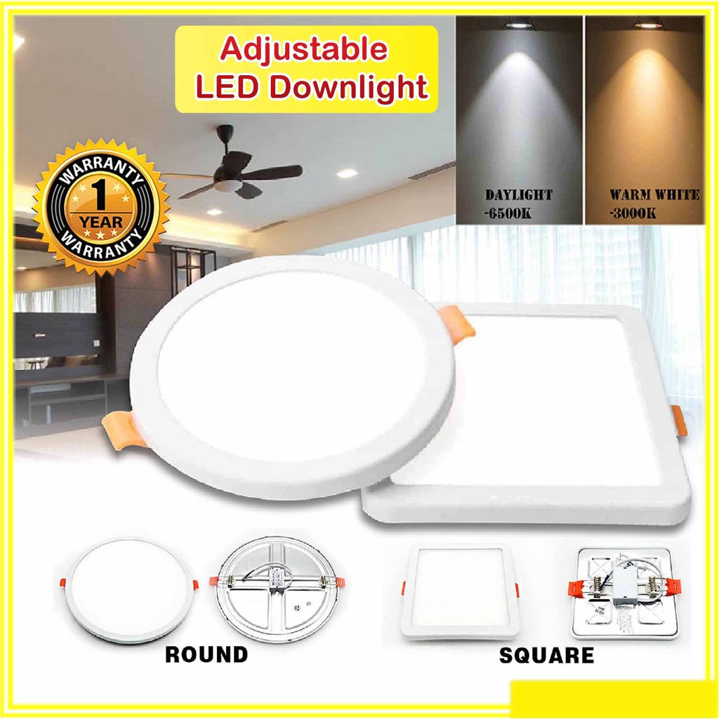 [Adjustable] LED Panel Light 8W/15W/20W Round/Square Spring-Adjustable ...