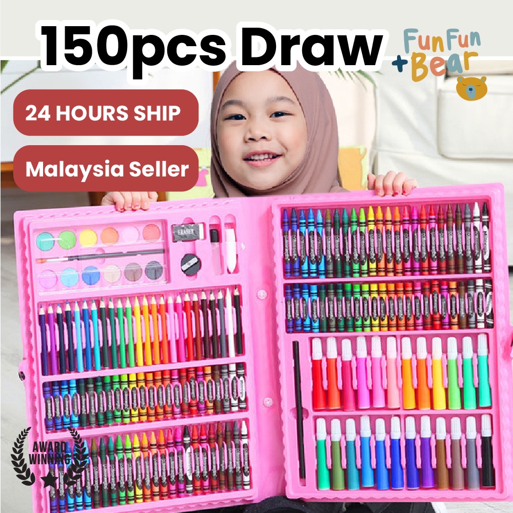 150pcs Alat Tulis Sekolah Color Pencil cray Warna Set Water Colour ...