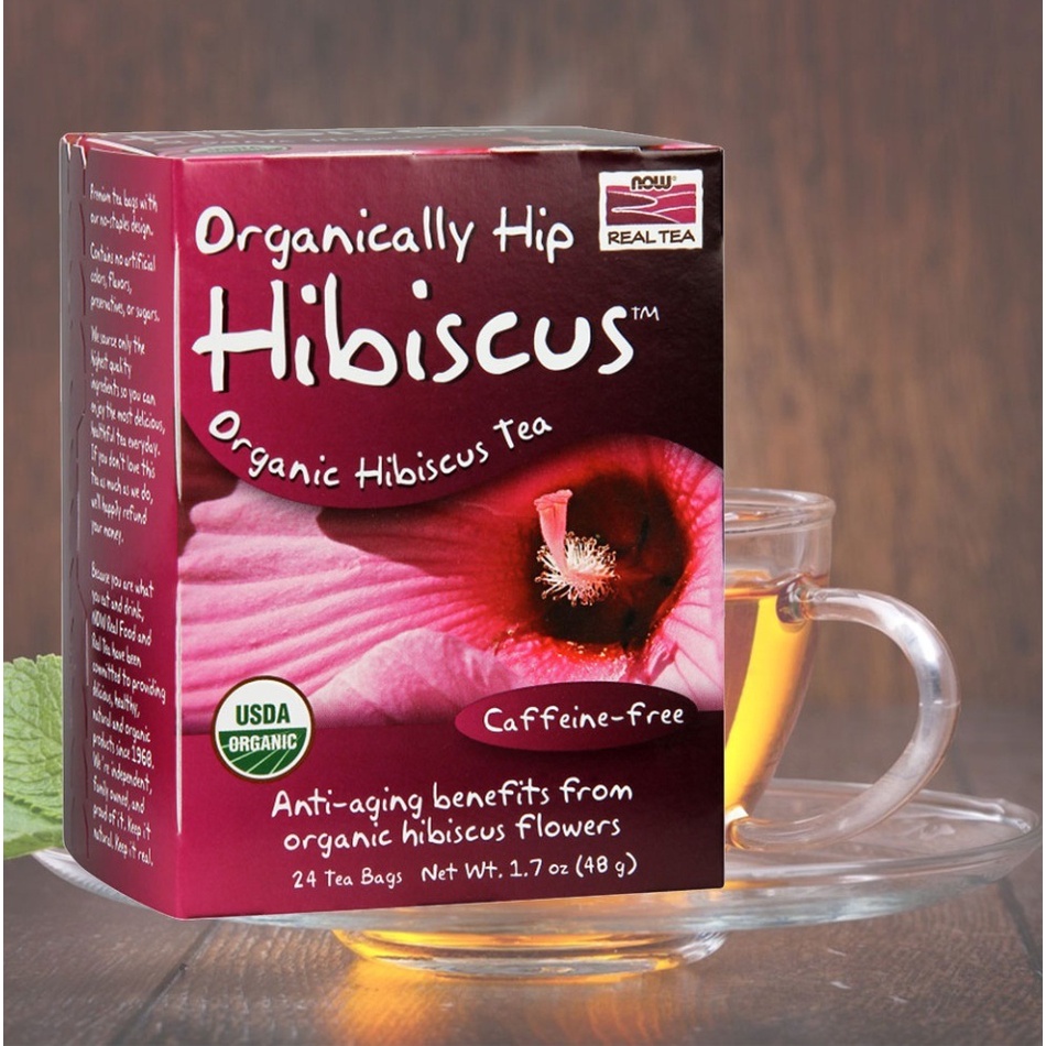 NOW Foods Organic Real Tea Organically Hip Hibiscus Caffeine Free 24 ...