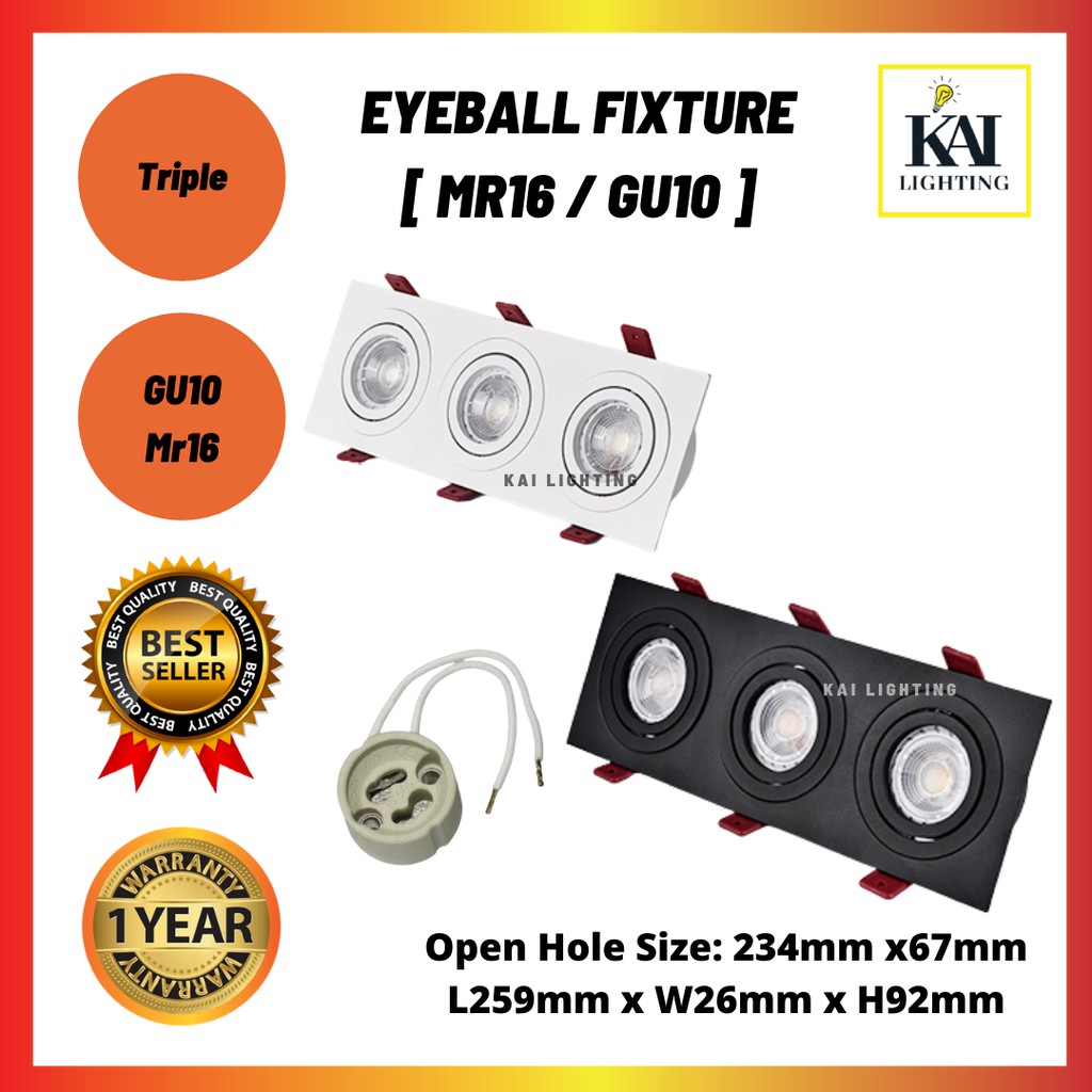 LED GU10 & MR16 Eyeball Fitting/Casing Black/White Downlight Casing ...