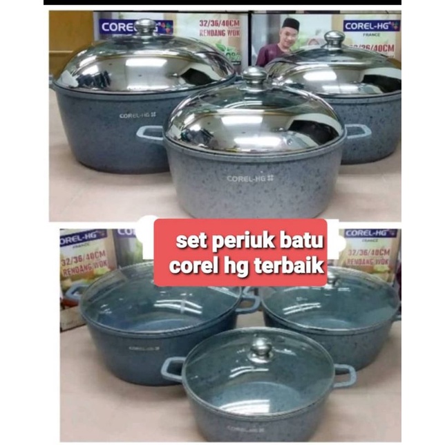 periuk rendang batu Corel hg set 3 32cm-40cm | Shopee Malaysia