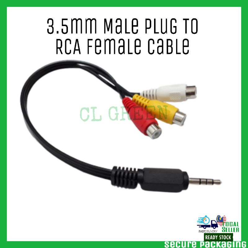 3.5mm Male Plug to 3 RCA Female Audio Video Cable | Shopee Malaysia