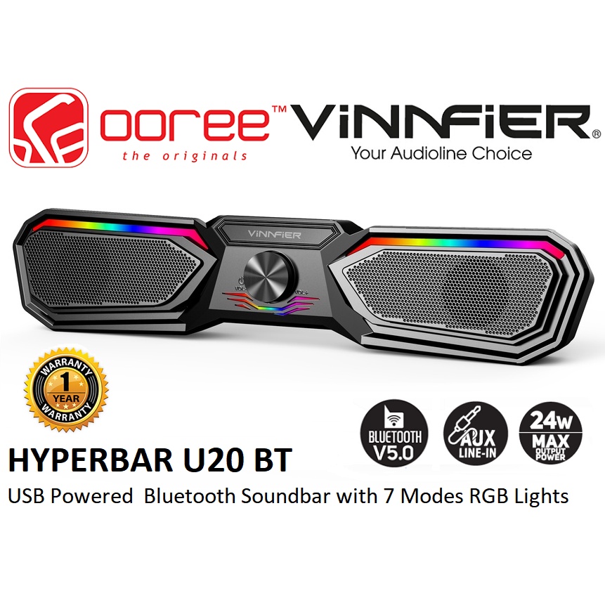 VINNFIER HYPERBAR U20 BT USB POWERED SOUNDBAR WITH BLUETOOTH / 3.5MM ...