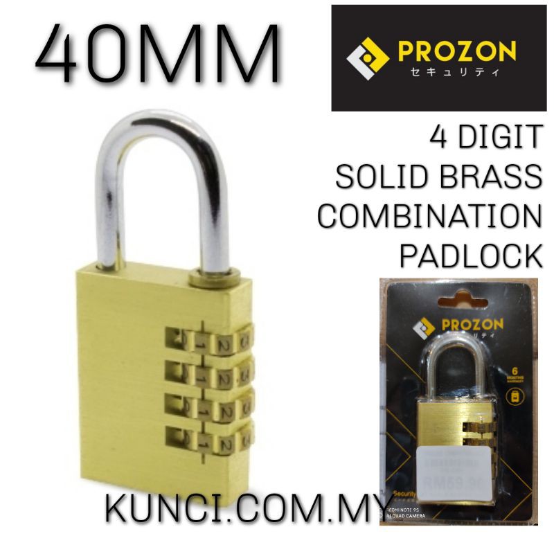 PROZON 4 DIGIT SOLID BRASS COMBINATION PADLOCK 40MM | Shopee Malaysia