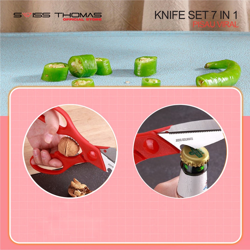 Swiss Thomas Kitchen Knife Set 7 in 1 Utensils Set Pisau Tajam Set ...