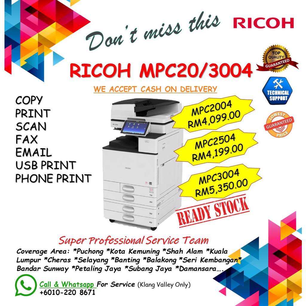 🔥Ready Stock Hot Model🔥Full Recond Ricoh MPC2004/2504/3004 Colour ...