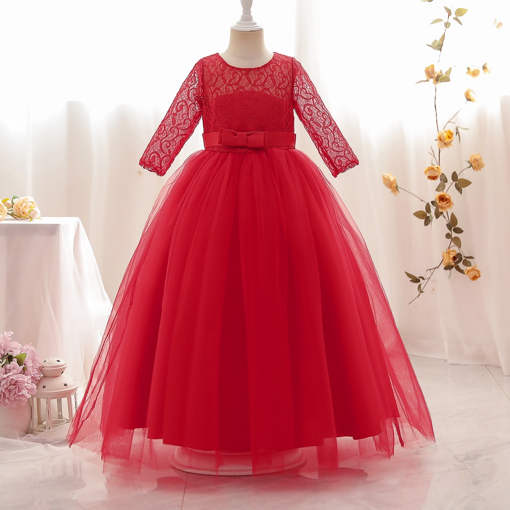 NNJXD Flower Girls Long Princess Dress Wedding Bridesmaid Gown Kids ...