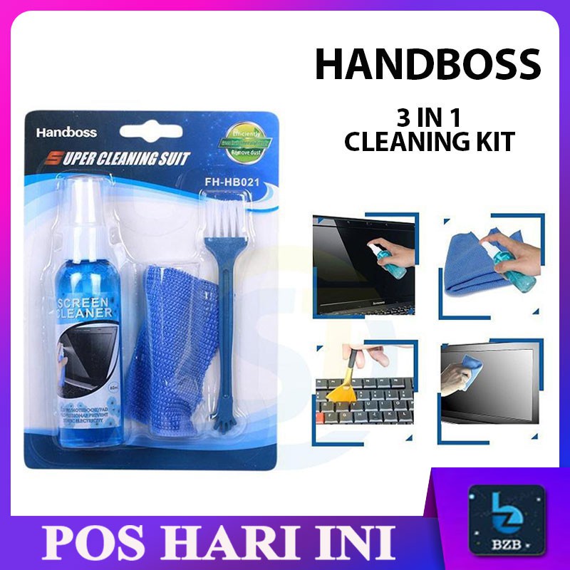 HANDBOSS 3 in 1 Cleaning Kit Spray Brush Micro Fiber Cloth Laptop ...