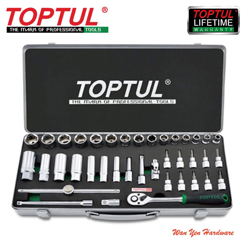 TOPTUL 39pcs 3/8" DR. Socket Set (ITEM NO: GCAD3903) | Shopee Malaysia