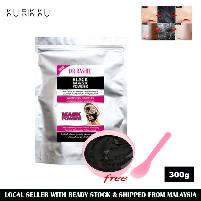 Dr-Rashel Black Powder Mask Collagen Whitening Charcoal Mixing Mask ...