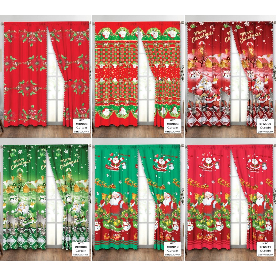 Christmas Curtain Party Decoration Red Green Curtains on Window Door ...