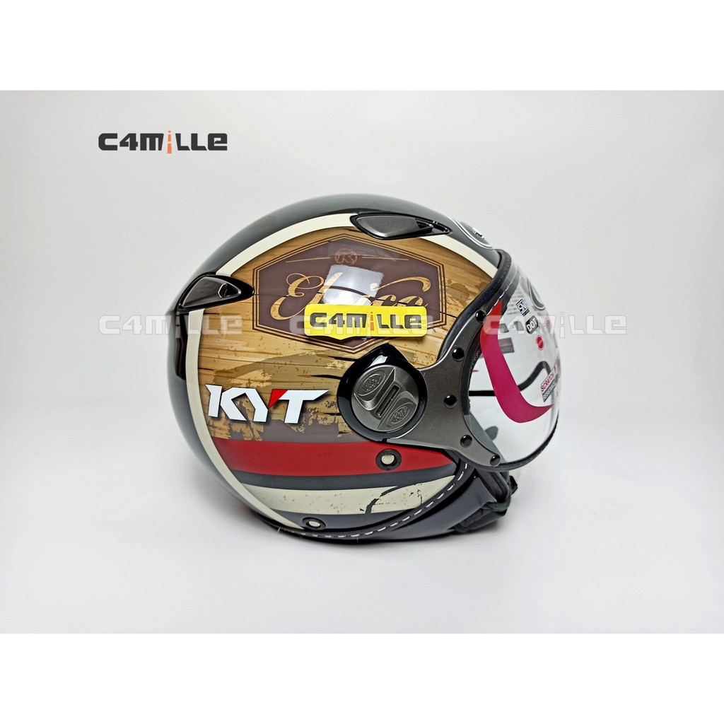 Kyt ELSICO RETRO PILOT 4 BLACK CREAM HELMET | Shopee Malaysia