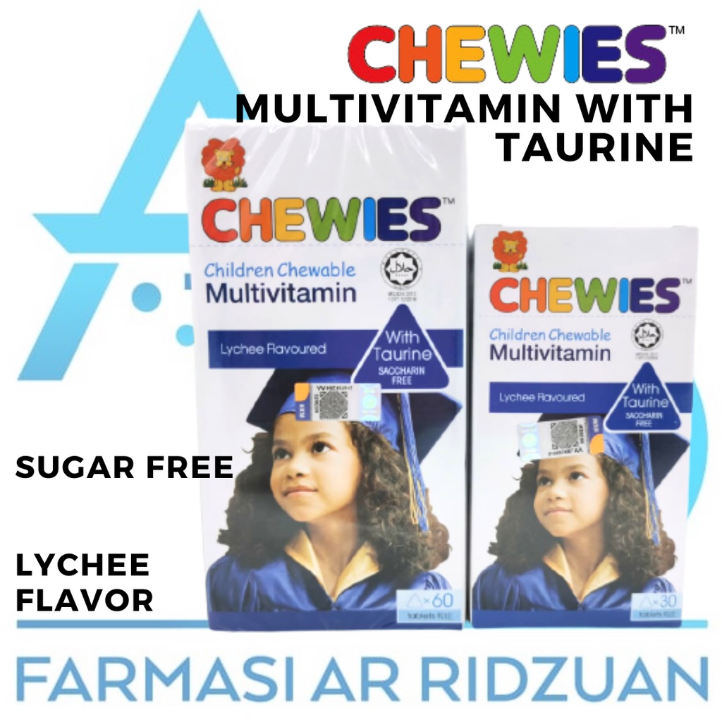 Chewies Multivitamin Plus Taurine Chewable Tablets (60's/30's) | Shopee ...